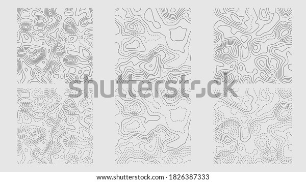 Set Retro Topographic Map Geographic Contour Stock Vector (Royalty Free ...