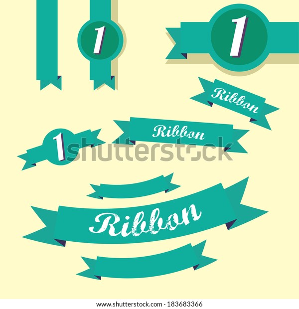 Set Retro Turquoise Ribbons Labels Vector Stock Vector (Royalty Free ...