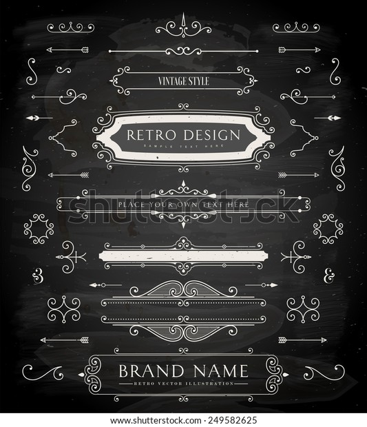 Set Retro Vintage Badges Frames Labels Stock Vector (Royalty Free ...
