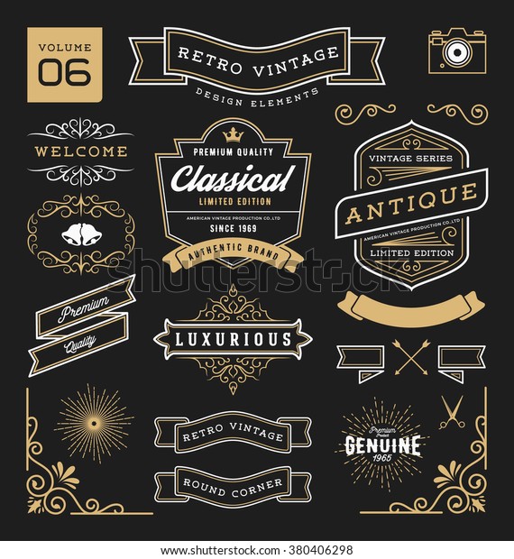 Set Retro Vintage Graphic Design Elements Stock Vector (Royalty Free ...