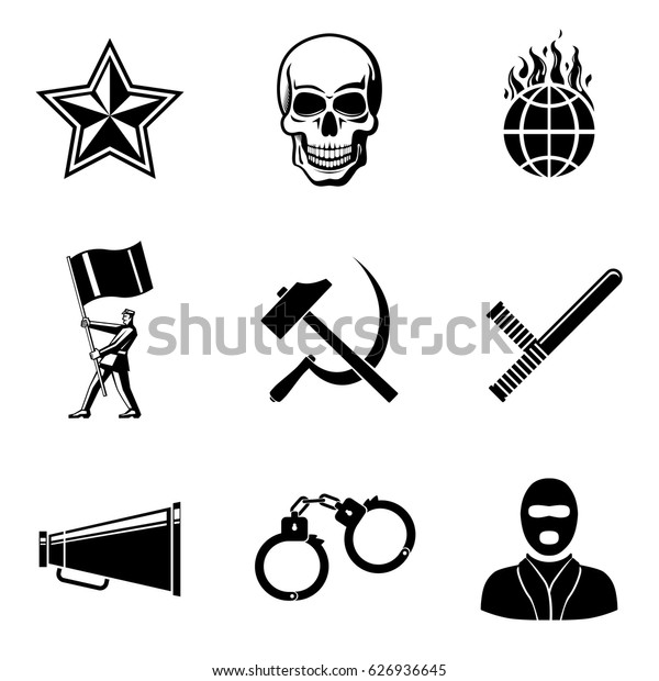 Set Revolution Icons Communist Star Skull Stock Vector (Royalty Free ...