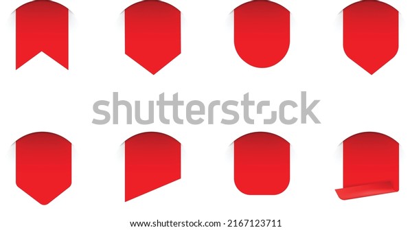 Set Ribbon Tag Label Red Ribbon Stock Vector (Royalty Free) 2167123711 ...