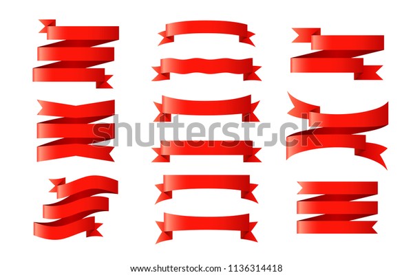 Set Ribbons Banners Gift Wrapping Tape Stock Vector (Royalty Free ...