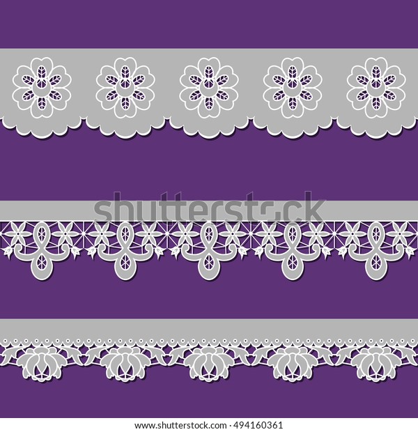 Set Ribbons Embroidered Cutwork On Purple Stock Vector (Royalty Free ...