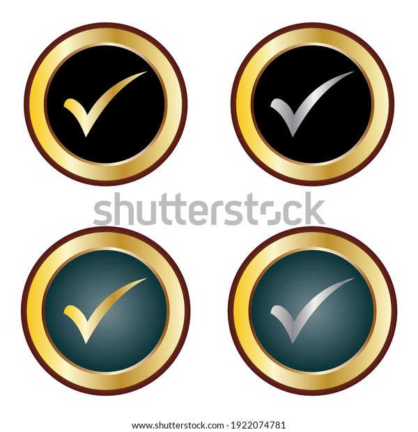 Set Right Mark Icon On White Stock Vector (Royalty Free) 1922074781 ...