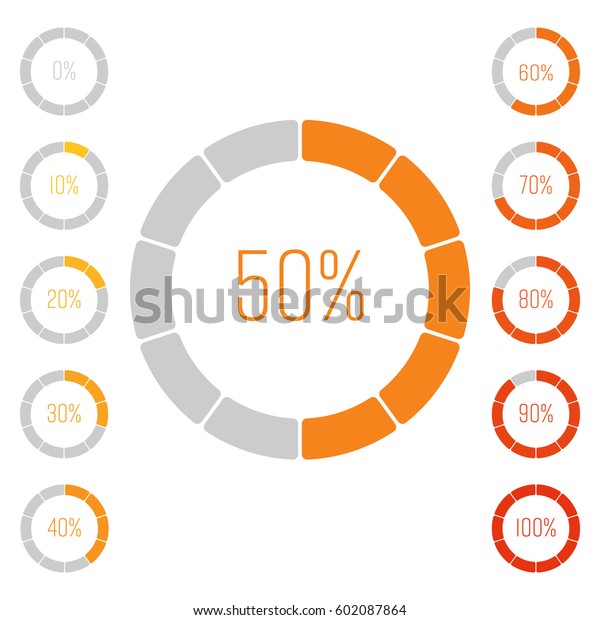 「Set Ring Pie Charts Percentage Value」のベクター画像素材（ロイヤリティフリー） 602087864