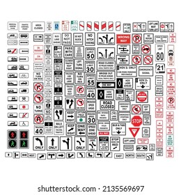 Set Road Signs Icons Vector Stock Vector (Royalty Free) 2135569697 ...