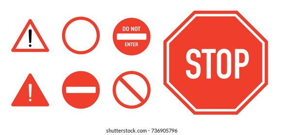 Set Road Stop Signs Flat Vector Stock Vector (Royalty Free) 736905796 ...