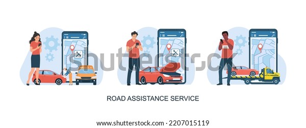 Set Roadside Assistance Service Concept Vector Stock Vector (Royalty ...
