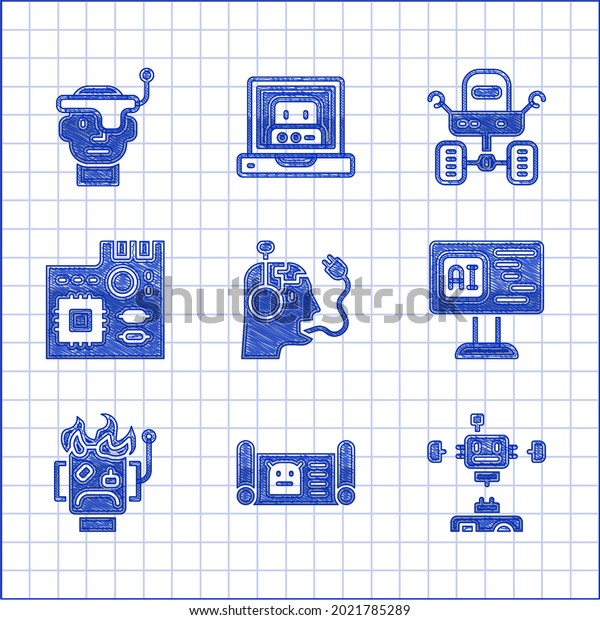 Set Robot Charging Battery Blueprint Disassembled Stock Vector (Royalty ...