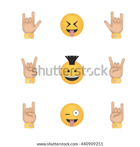 Set Rock Emoticon Vector Isolated On Vector de stock (libre de regalías ...