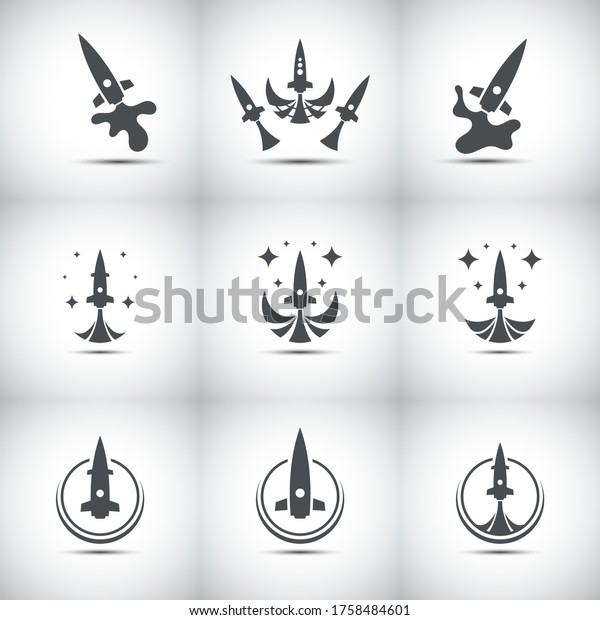 Set Rocket Icon Spaceship Emblem Stock Vector (Royalty Free) 1758484601 ...