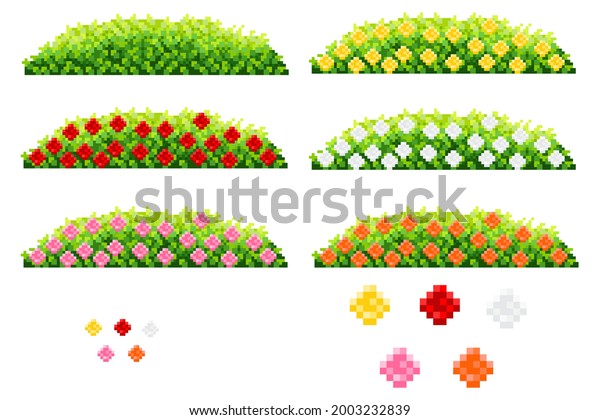 Set Rose Bush Pixel Art Decorative: เวกเตอร์สต็อก (ปลอดค่าลิขสิทธิ์ ...