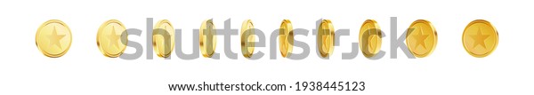 Set Rotating Gold Coins Star Sign Stock Vector (Royalty Free ...