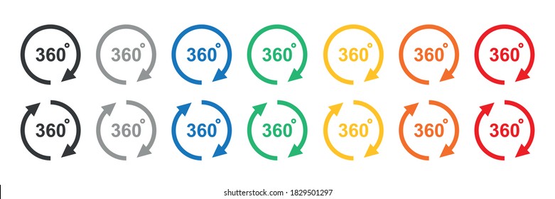 Set Rotation Arrows 360 Degrees Round Stock Vector (Royalty Free ...