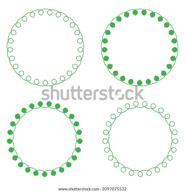 Set Round Border Frame Stylized Vegetative Stock Vector (Royalty Free ...
