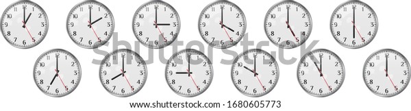 Set Round Clocks Showing Various Time Stock Vector (Royalty Free ...