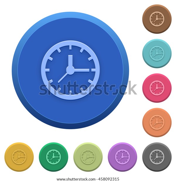Set Round Color Embossed Clock Buttons Stock Vector (Royalty Free ...