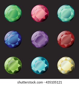 Set Round Different Color Crystals Gemstones Stock Vector (Royalty Free ...