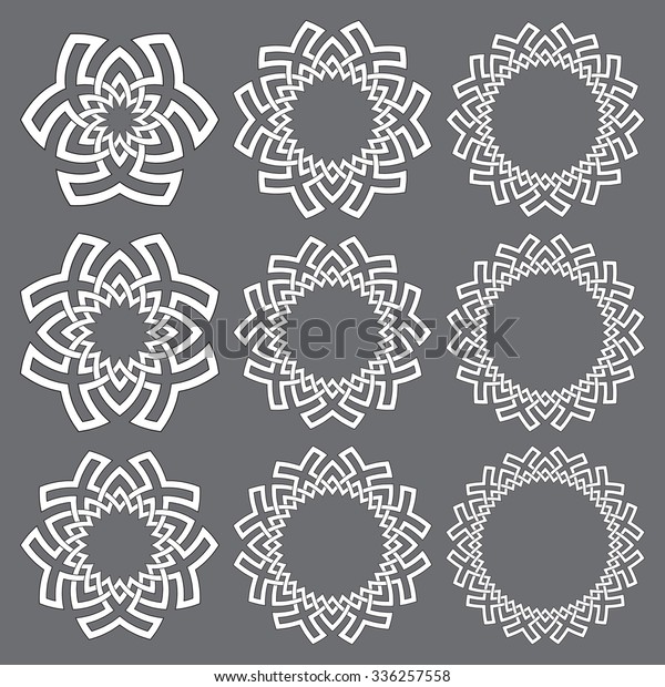 Set Round Frames Nine Circle Decorative Stock Vector (Royalty Free ...