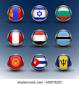 Set Round Glass Icons Flags World Stock Vector (Royalty Free) 430978207 ...
