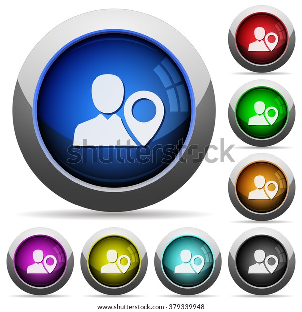 Set Round Glossy User Location Buttons Stock Vector (Royalty Free ...