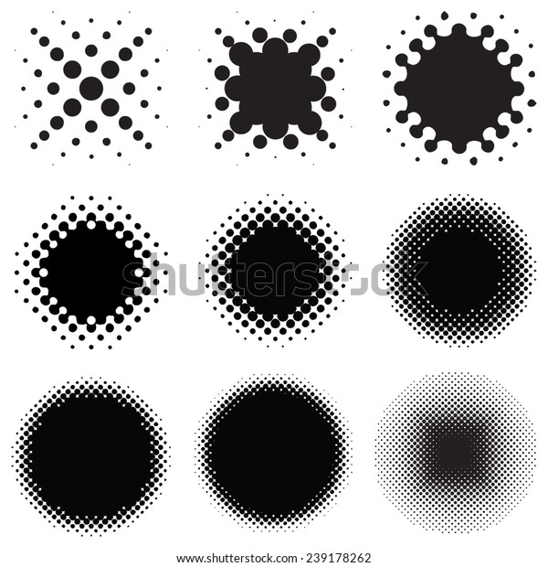 Set Round Halftone Vector Design Elements Stock Vector (Royalty Free ...