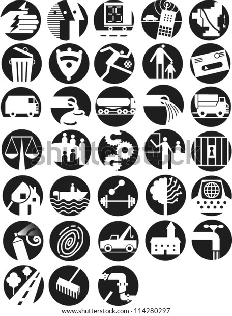 Set Round Icons Illustrating Infrastructure Government Stock Vector ...