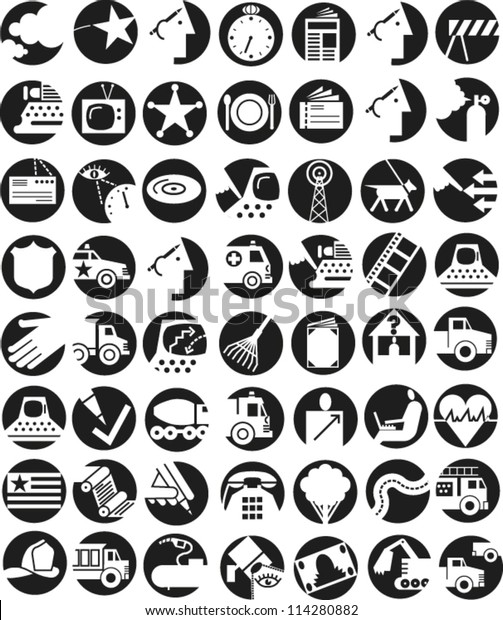 Set Round Icons Illustrating Infrastructure Communication Stock Vector ...