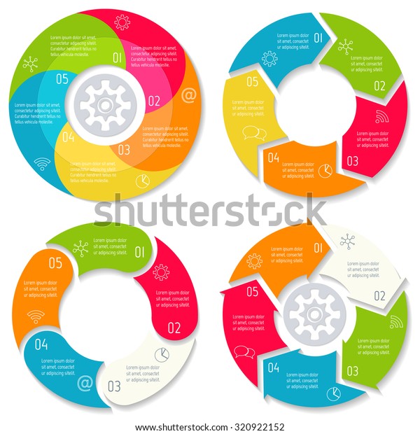 Set Round Infographic Diagrams Circular Connected Stock Vector (Royalty ...