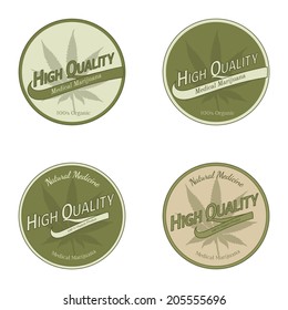 Set Round Shape Labels Medical Marijuana Stock Vector (Royalty Free ...
