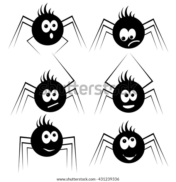 Set Round Spider Emoticons Icons Emotions Stock Vector (Royalty Free ...