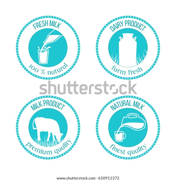 Set Round Stamps Milk Symbols Inside Stock Vector (Royalty Free) 650911372