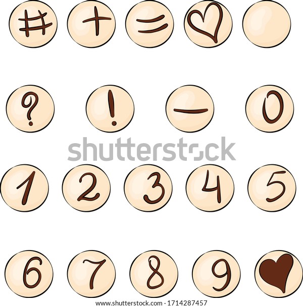 Set Round White Chocolate Sweets Numbers: เวกเตอร์สต็อก (ปลอดค่า ...
