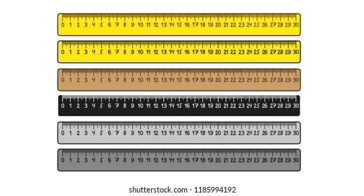 Set Ruler 30 Centimeters Ruler Brown Stock Vector (Royalty Free ...
