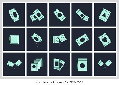 Set Sachet Icon Sachet Pack Symbol Stock Vector (Royalty Free ...