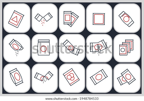 Set Sachet Icon Sachet Pack Symbol Stock Vector (Royalty Free ...