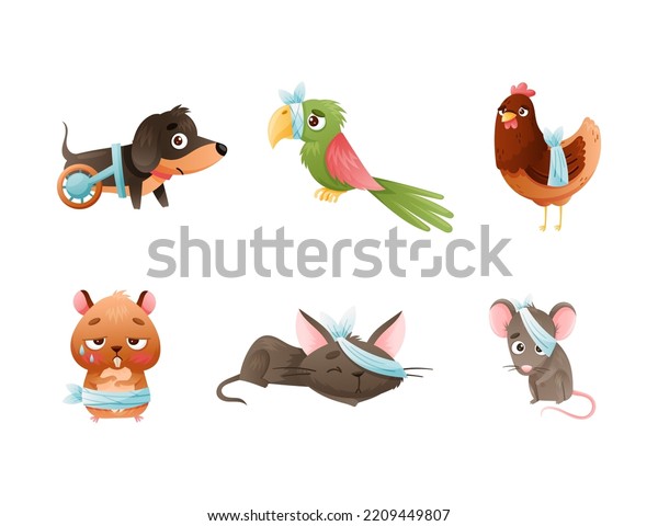 Set Sad Sick Animals Unhappy Dog Stock Vector (Royalty Free) 2209449807 ...