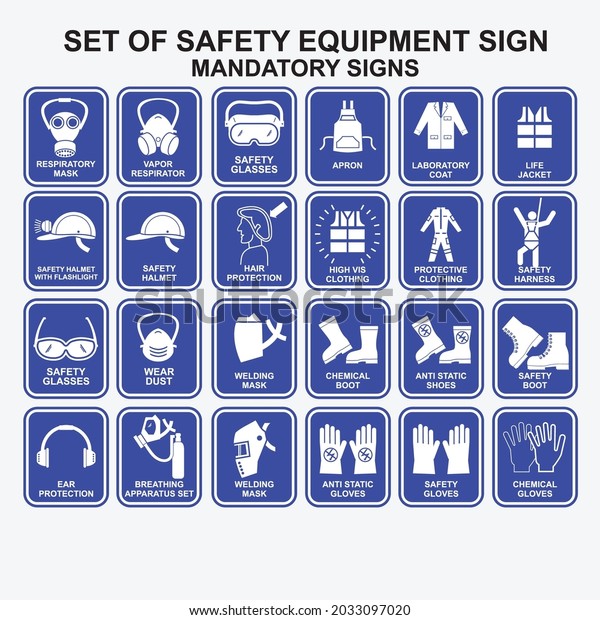 Set Safety Equipment Sign Mandatory Sign Stock Vector (Royalty Free ...