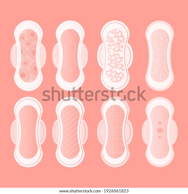 Set Sanitary Pads On Pink Background Stock Vector (Royalty Free) 1926061823