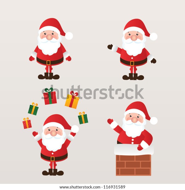 Set Santa Claus Vector Illustration Stock Vector (Royalty Free) 116931589