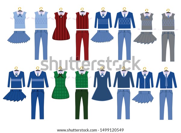 Set School College Uniform On Hanger Stock Vector (Royalty Free ...