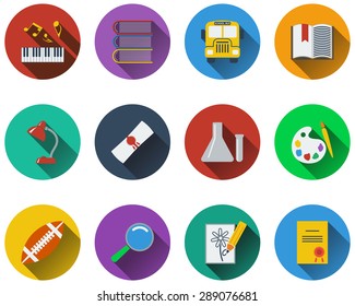 Set School Icons Flat Design Eps Stock Vector (Royalty Free) 289076681 ...