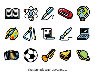 Set School Related Items Icons Flat Stock Vector (Royalty Free ...