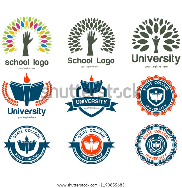 Set School University College School Crests Stock Vector (Royalty Free ...