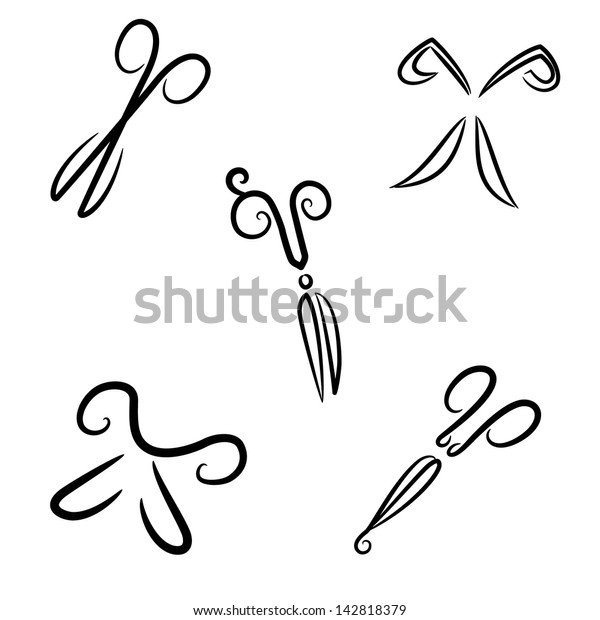 Set Scissors Logo Design Company Stock Vector (Royalty Free) 142818379