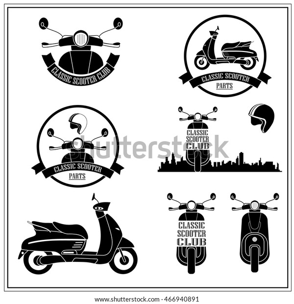 Set Scooter Logos Icons Badges Isolated Stock Vector (Royalty Free ...