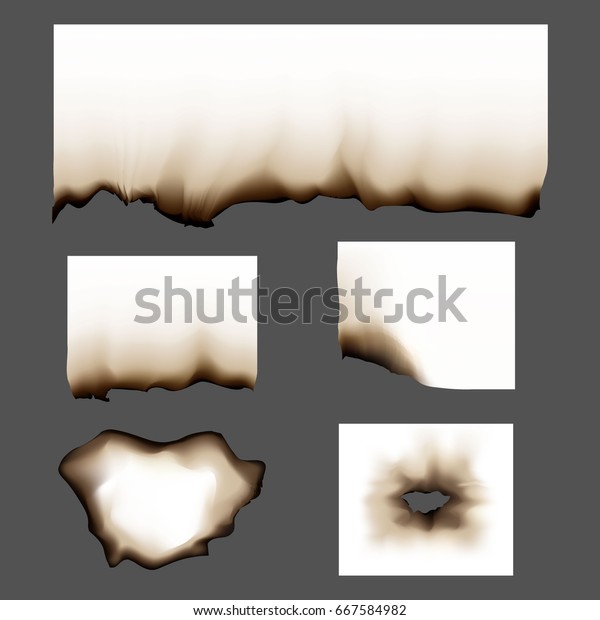 Set Scorched Piece Paper Parchment Burnt Stock Vector (Royalty Free ...