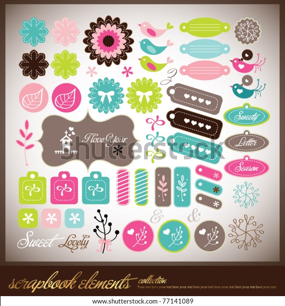 Set Scrap Book Sticker Collection Stock Vector (Royalty Free) 77141089 ...