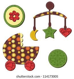 Set Scrapbook Objects Baby Stock Vector (Royalty Free) 114173005 | Shutterstock